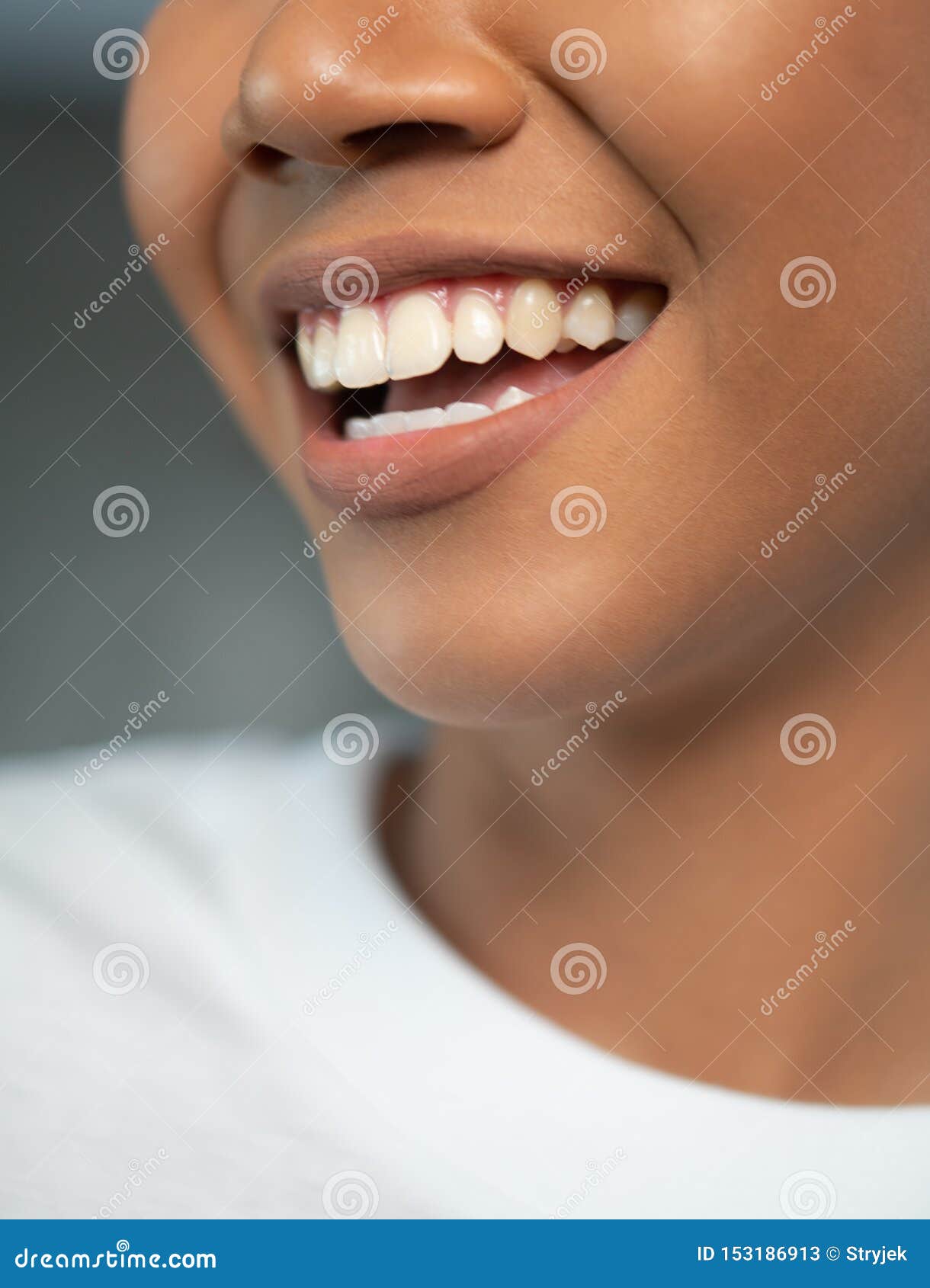 Closeup Of Beautiful Toothy Female Smile Stock Image Image Of Asian