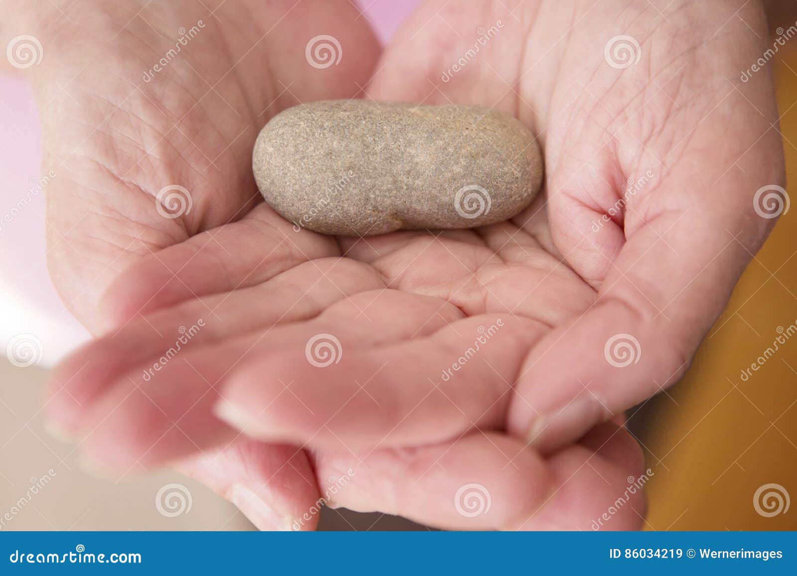 Closeup of Womans Hands Showing a Stone Stock Image - Image of balance ...