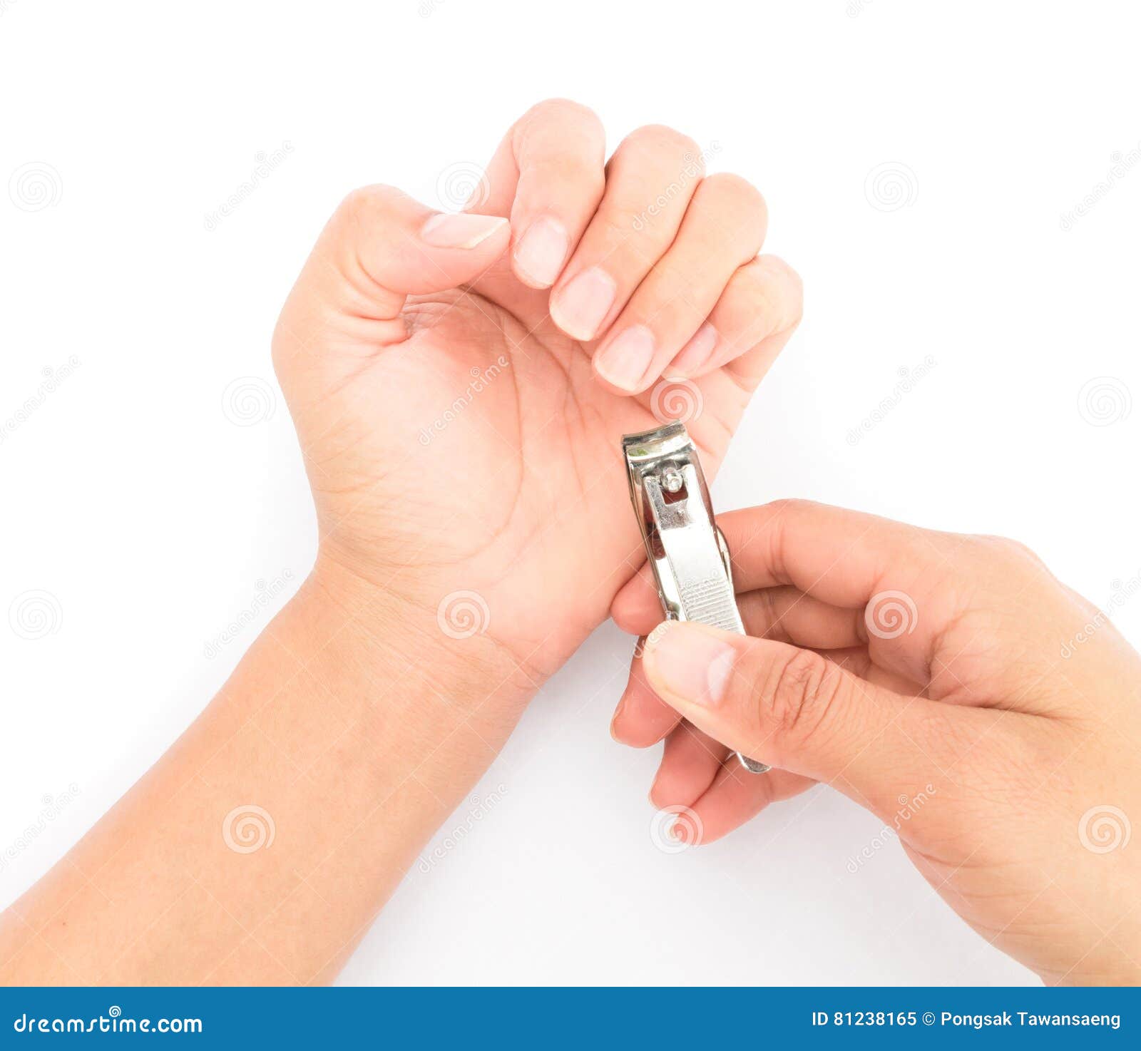 Closeup Women Cut Fingernails Stock Image - Image of metallic, isolated ...