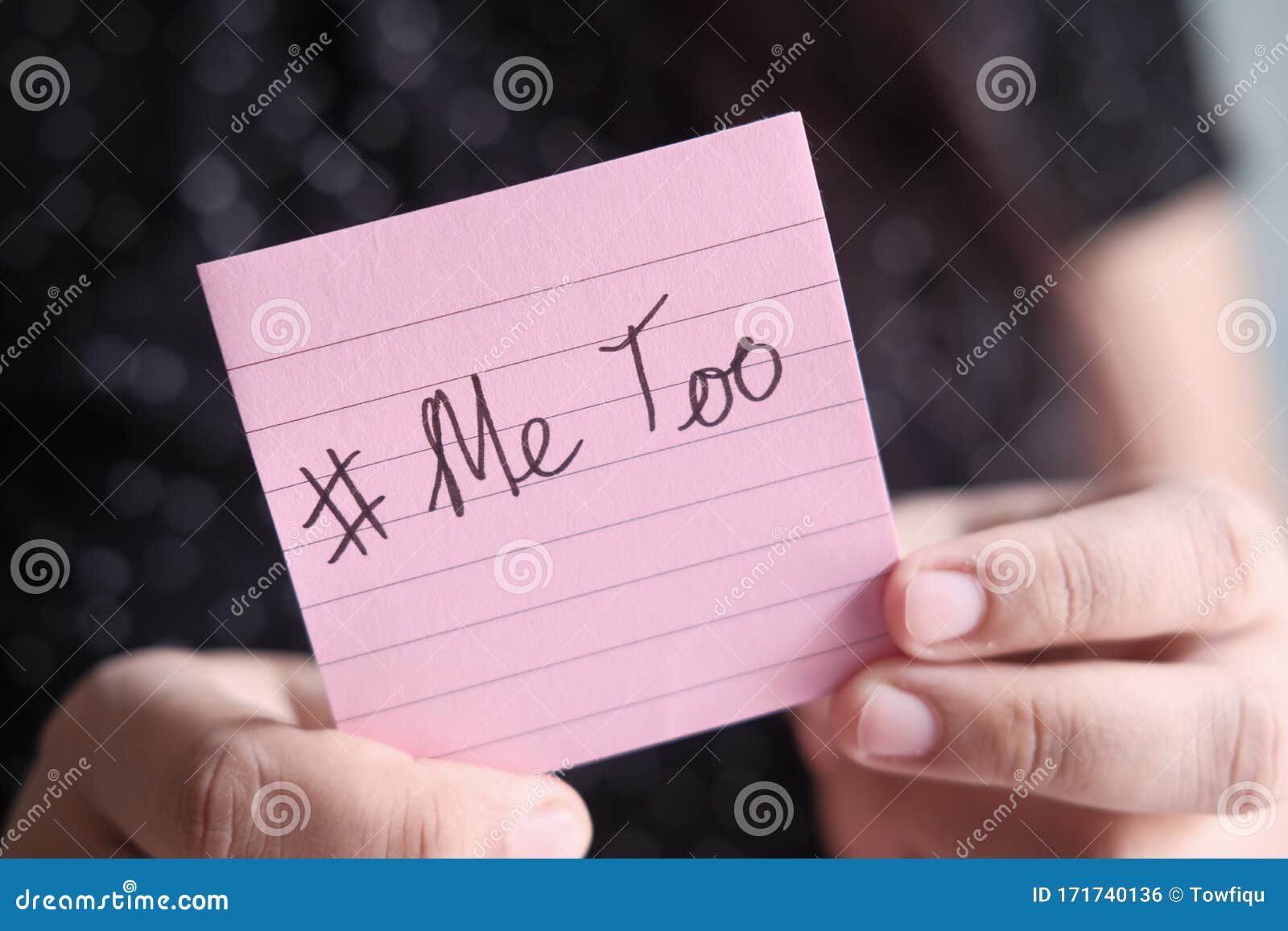 Closeup of Women Hand Holding Me Too Text Stock Photo - Image of ...