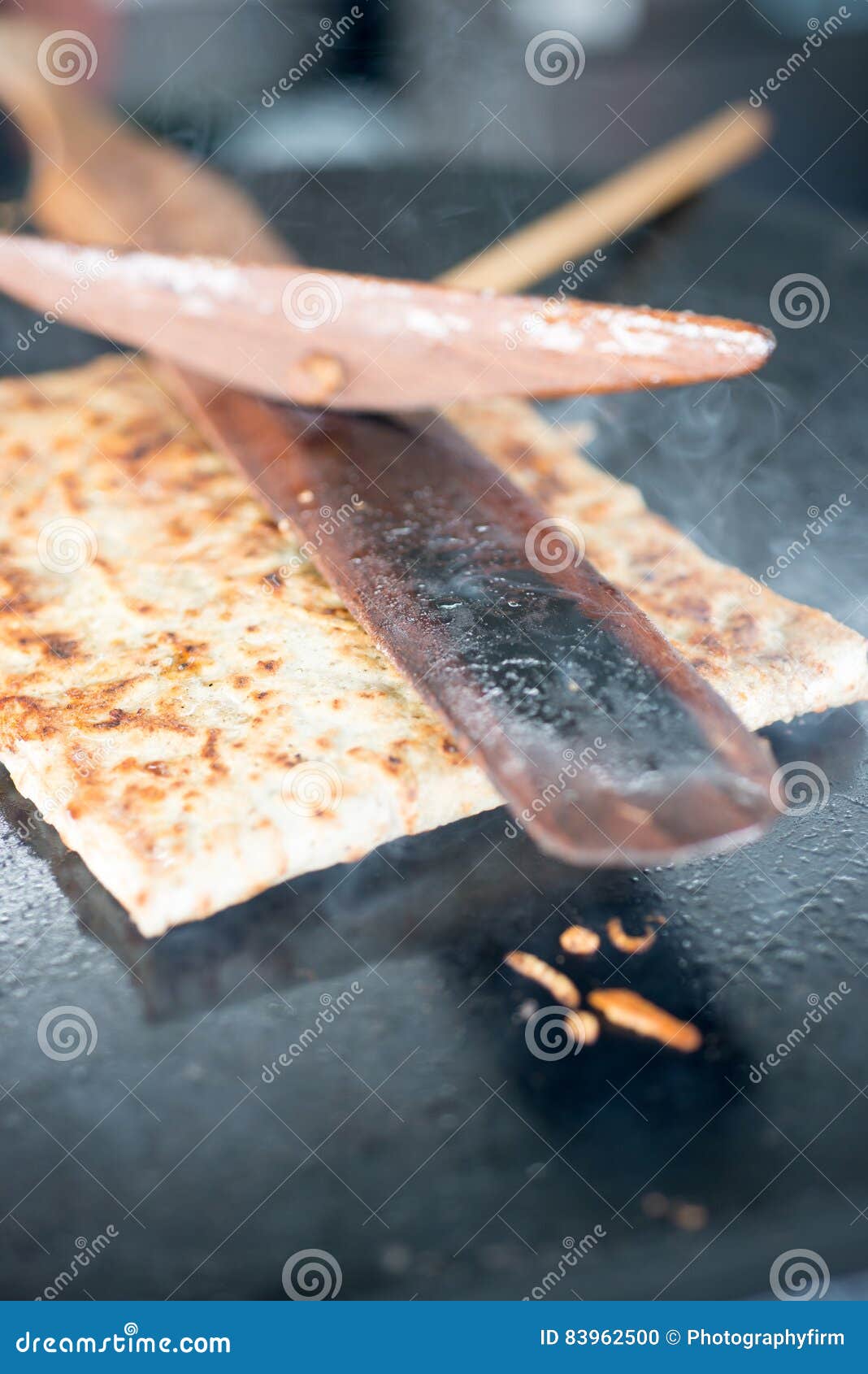 Closeup of Wooden Crepe Making Tools Stock Photo - Image of scraper ...