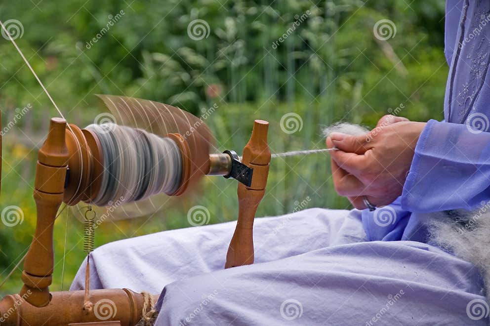Closeup of Wool Being Hand Spun Stock Image - Image of creating, fast ...