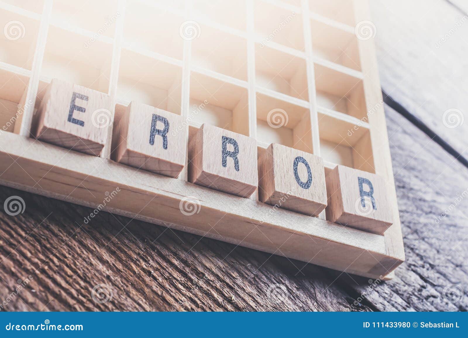 Closeup of the Word Error Formed by Wooden Blocks in a Type Case Stock ...
