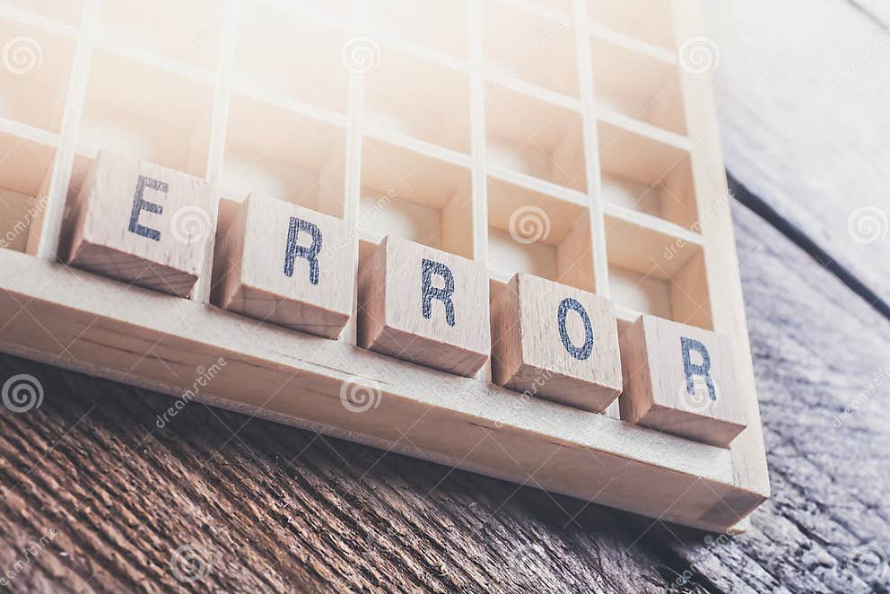 Closeup of the Word Error Formed by Wooden Blocks in a Type Case Stock ...