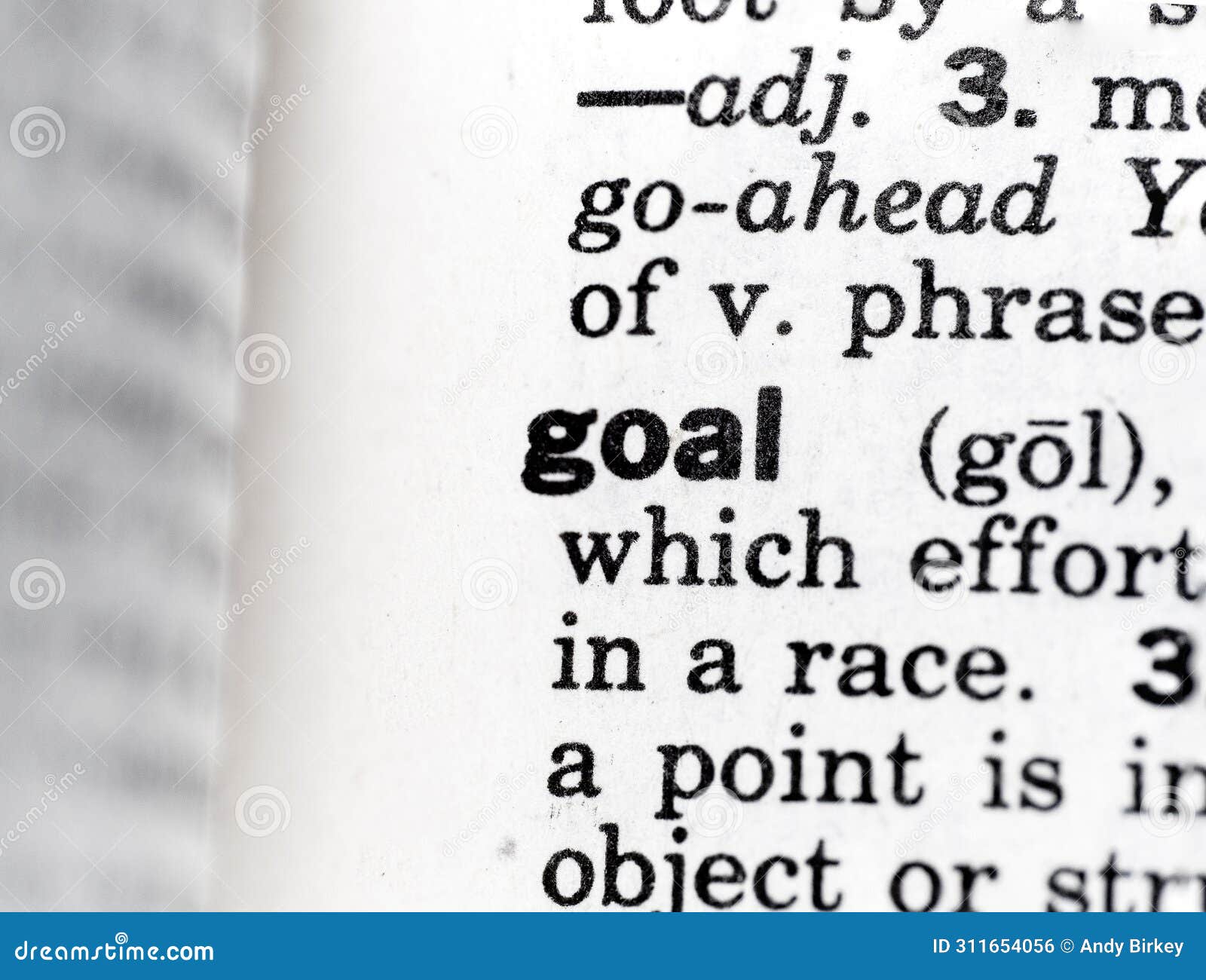 Closeup of the Word Goal in the Dictionary Stock Photo - Image of ...