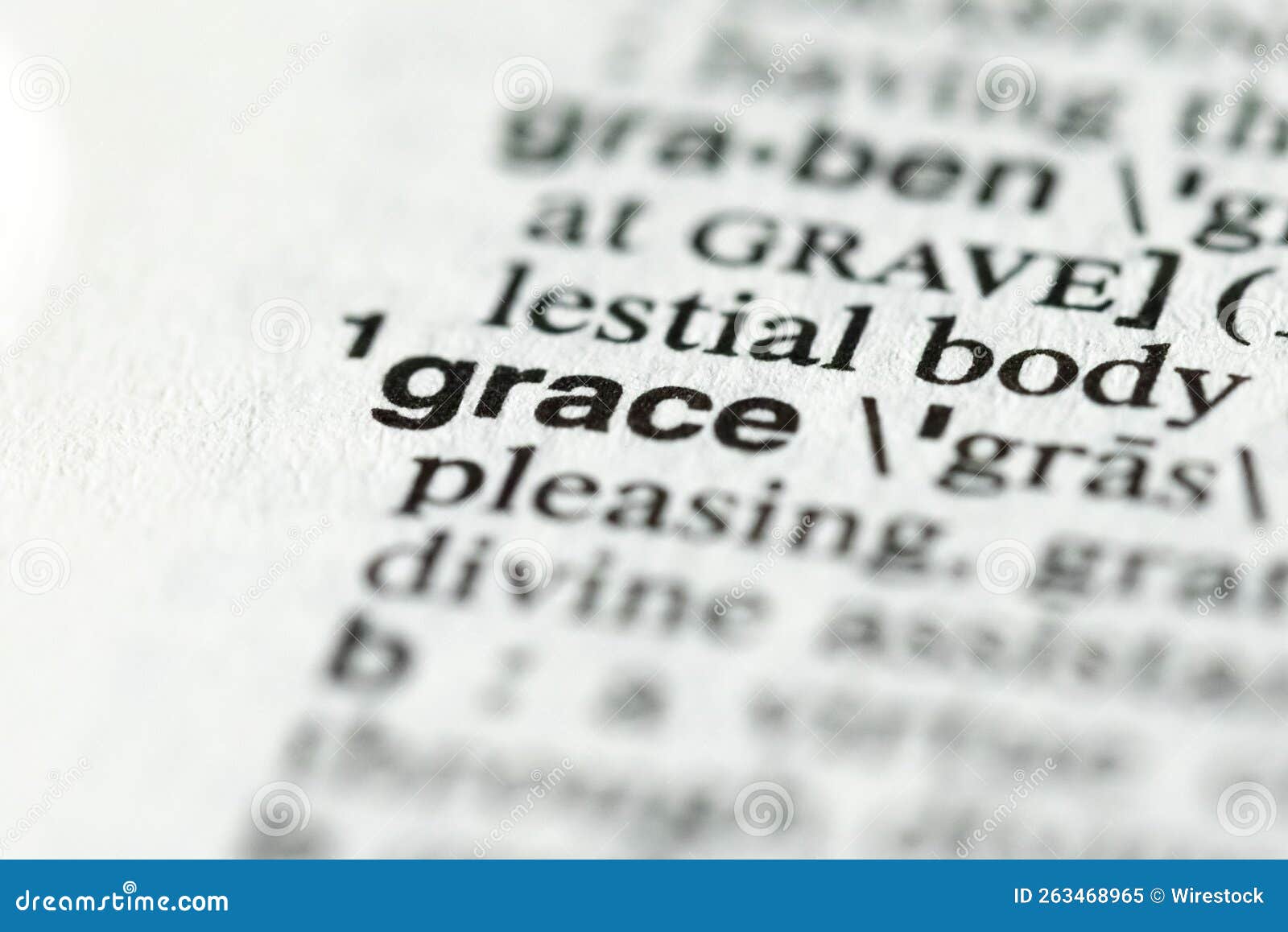 Closeup of a Word Grace Written in Dictionary Stock Image - Image of ...