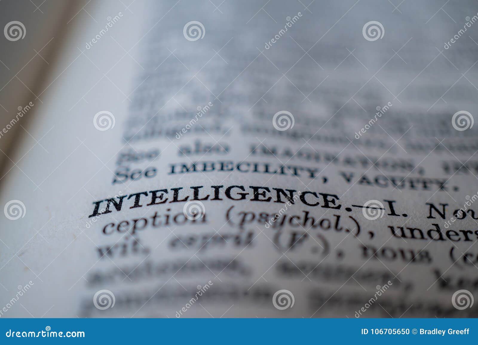 Closeup of the Word Intelligence Stock Photo - Image of detail, paper ...