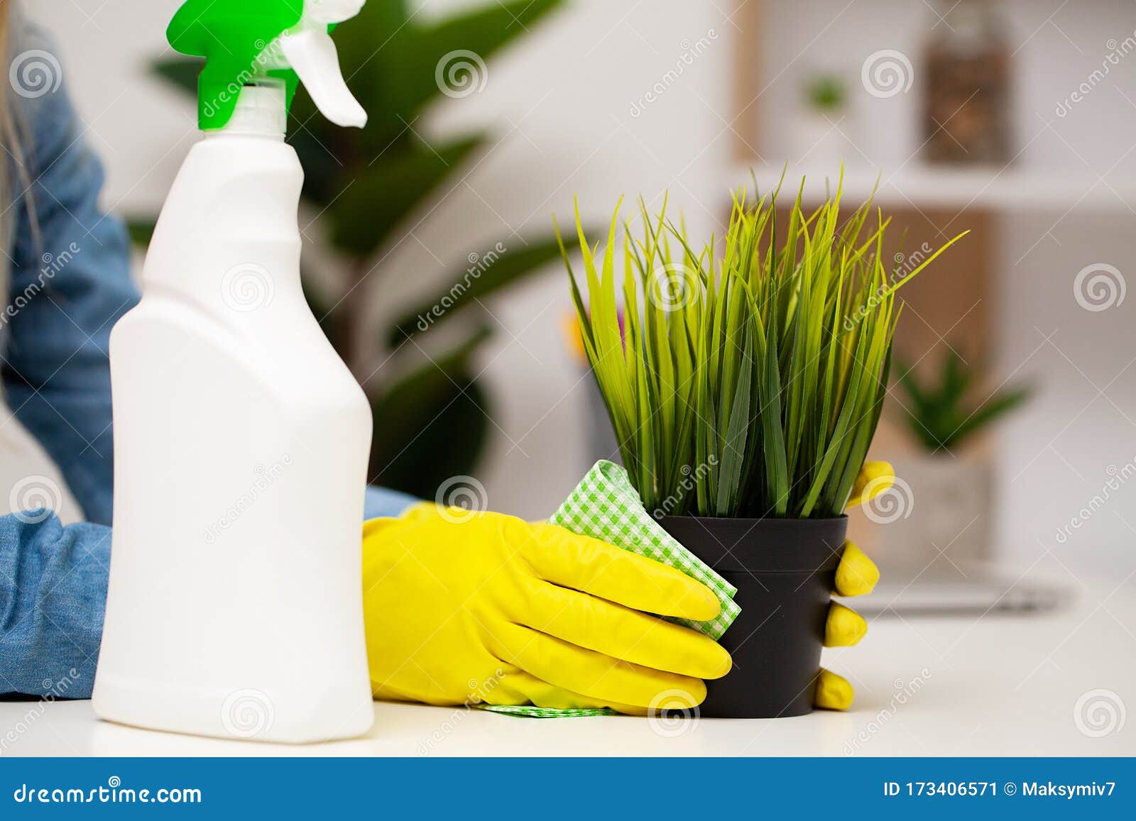Closeup of Worker Hand Wiping Dust in Office Stock Image - Image of ...