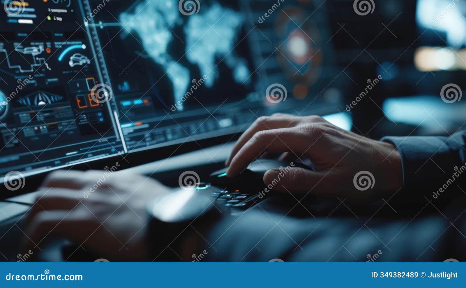A Closeup of a Workers Hands As they Maneuver a Mouse and Click through ...
