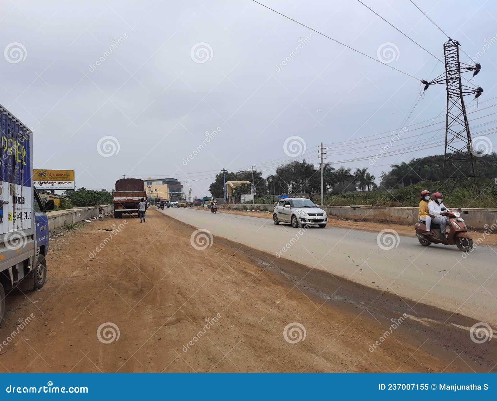 Closeup of Working in Road Construction Work in Kadabagere Village ...