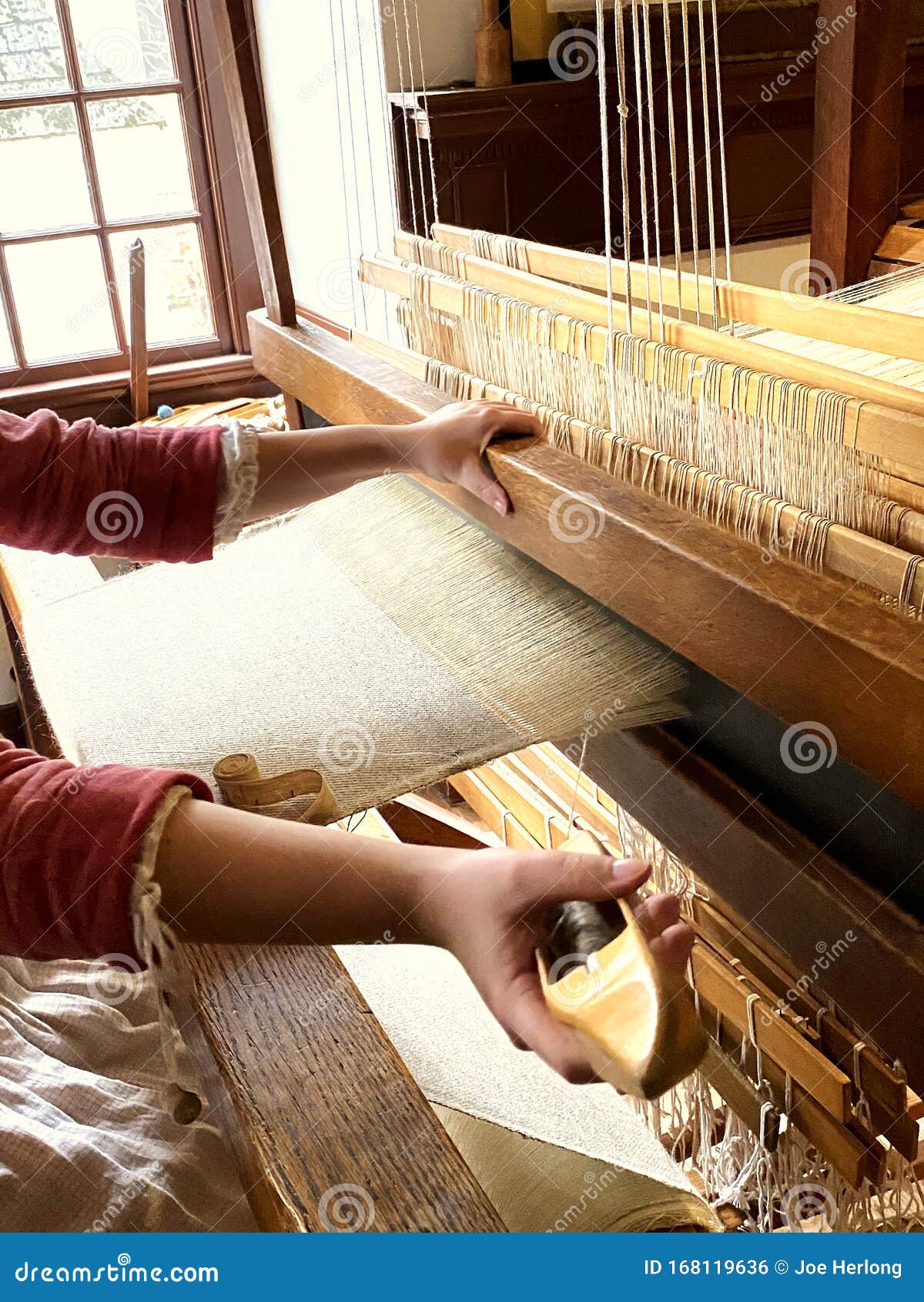 A Closeup of an 18th Century Loom. Stock Photo - Image of cloth ...