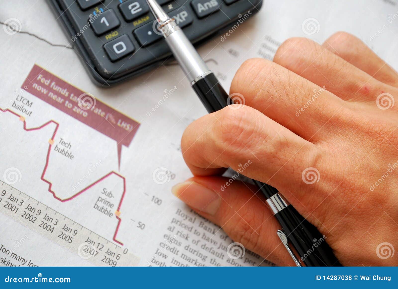 Closeup of Writing Hand and Financial Documents Stock Photo - Image of ...