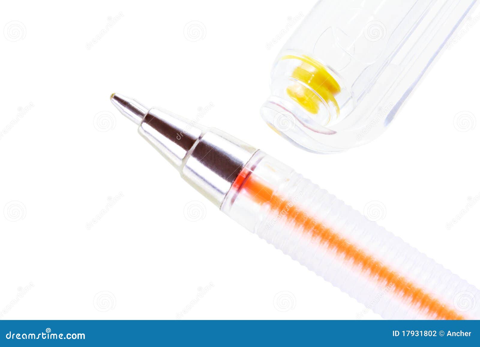 Closeup of Yellow Ballpoint Pen and Cap Stock Photo - Image of ...