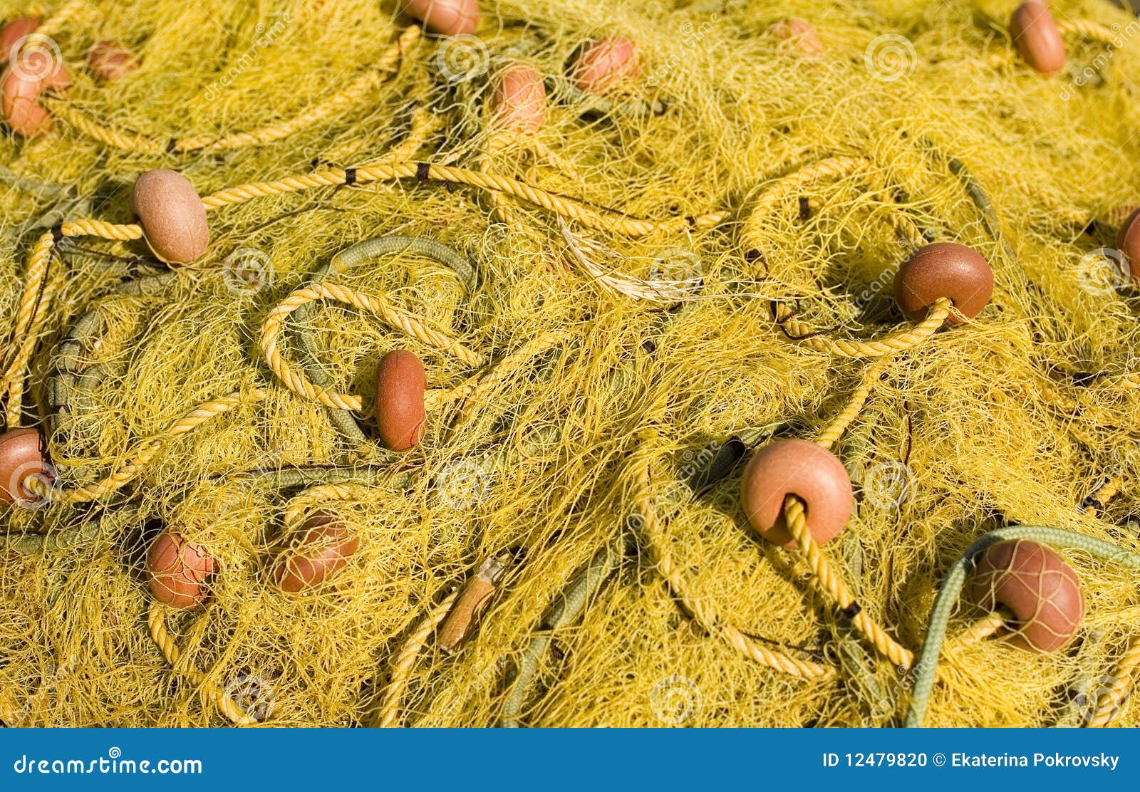 Closeup of Yellow Fishing Net Stock Photo - Image of tackle, vibrant ...
