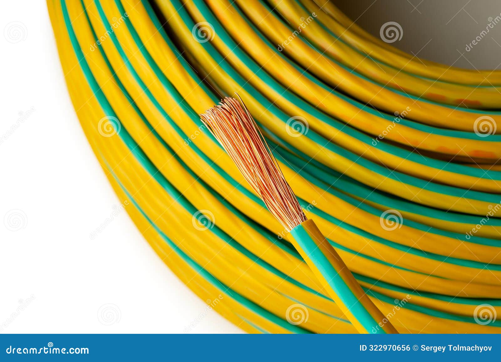 Closeup of Yellow and Green Electrical Wire Spool Stock Photo - Image ...