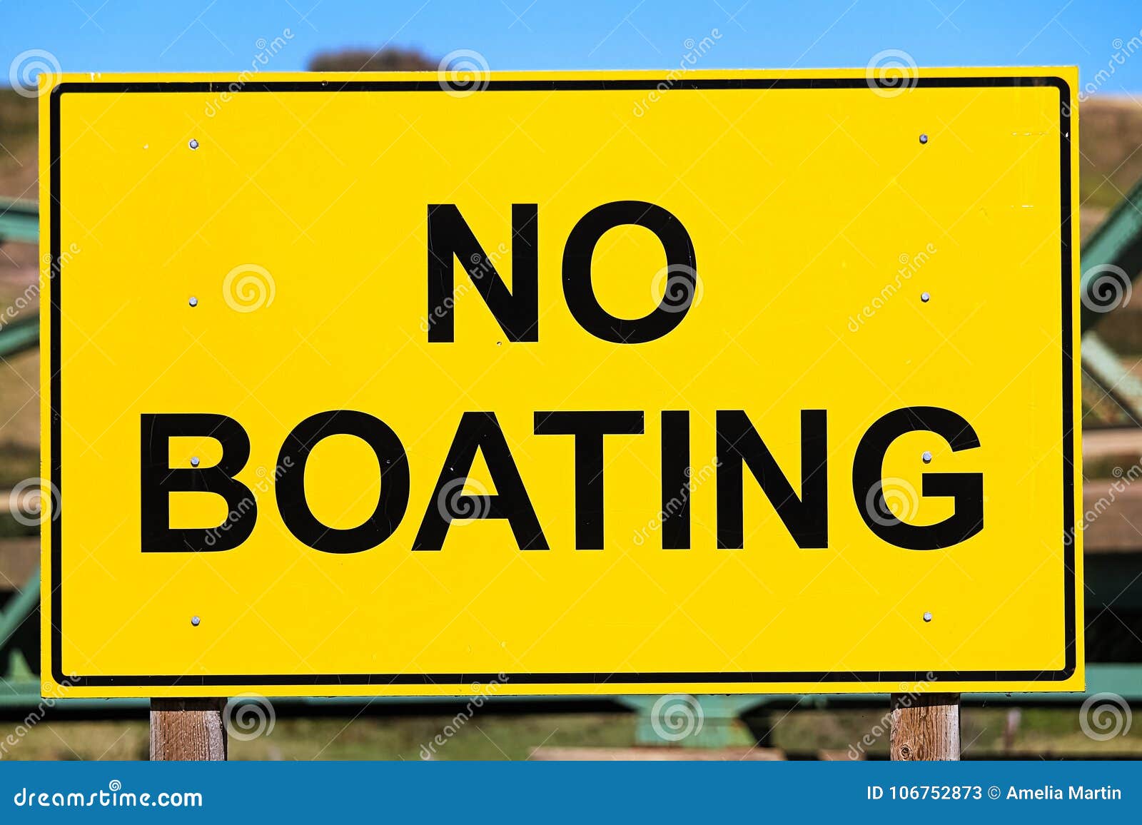Closeup of a Yellow No Boating Sign Stock Image - Image of vessel ...