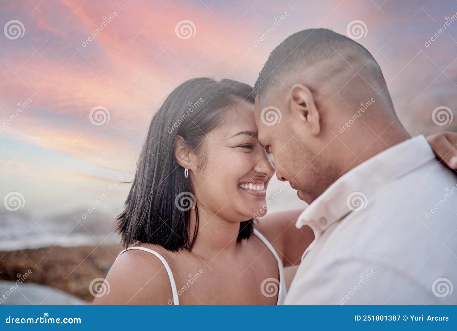 Closeup Of An Young Affectionate Mixed Race Couple Standing On The