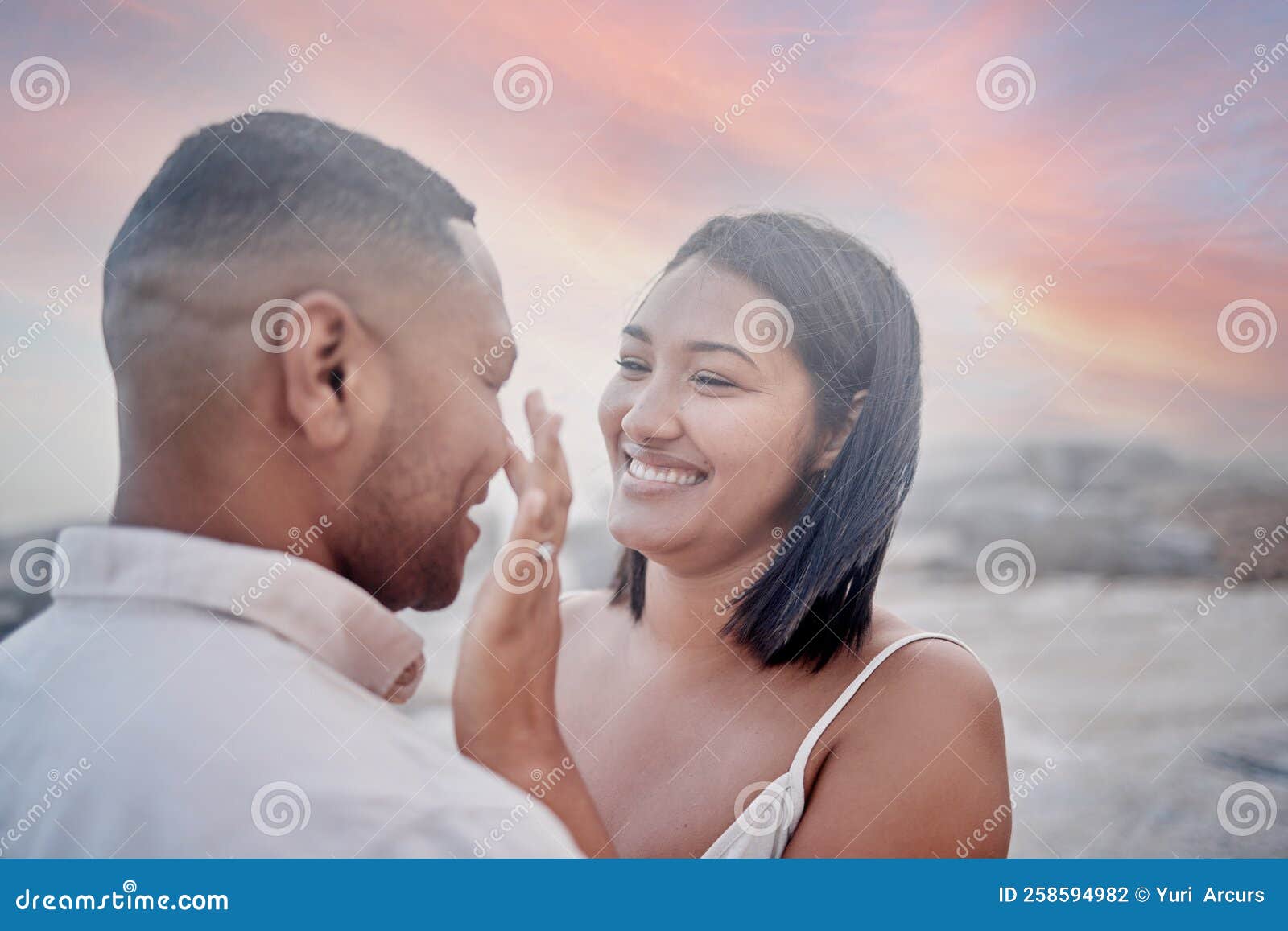 Closeup Of An Young Affectionate Mixed Race Couple Standing On The