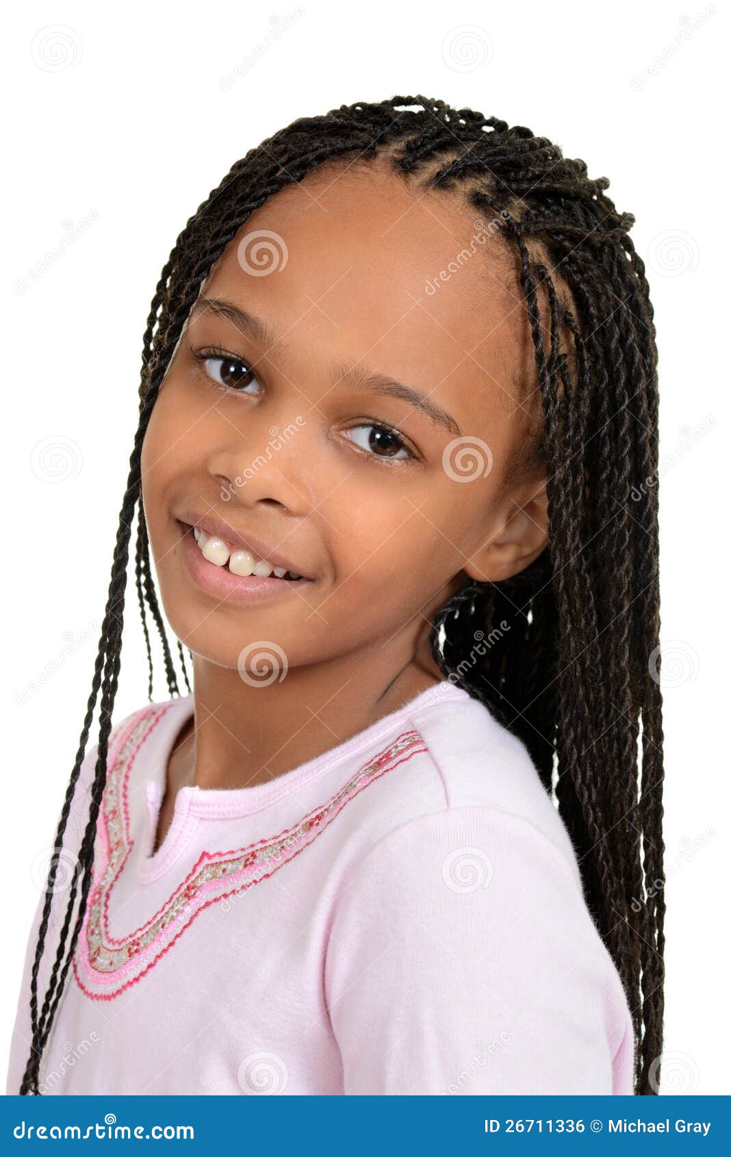 Closeup Young African Female Child Stock Photo - Image of multethnic ...