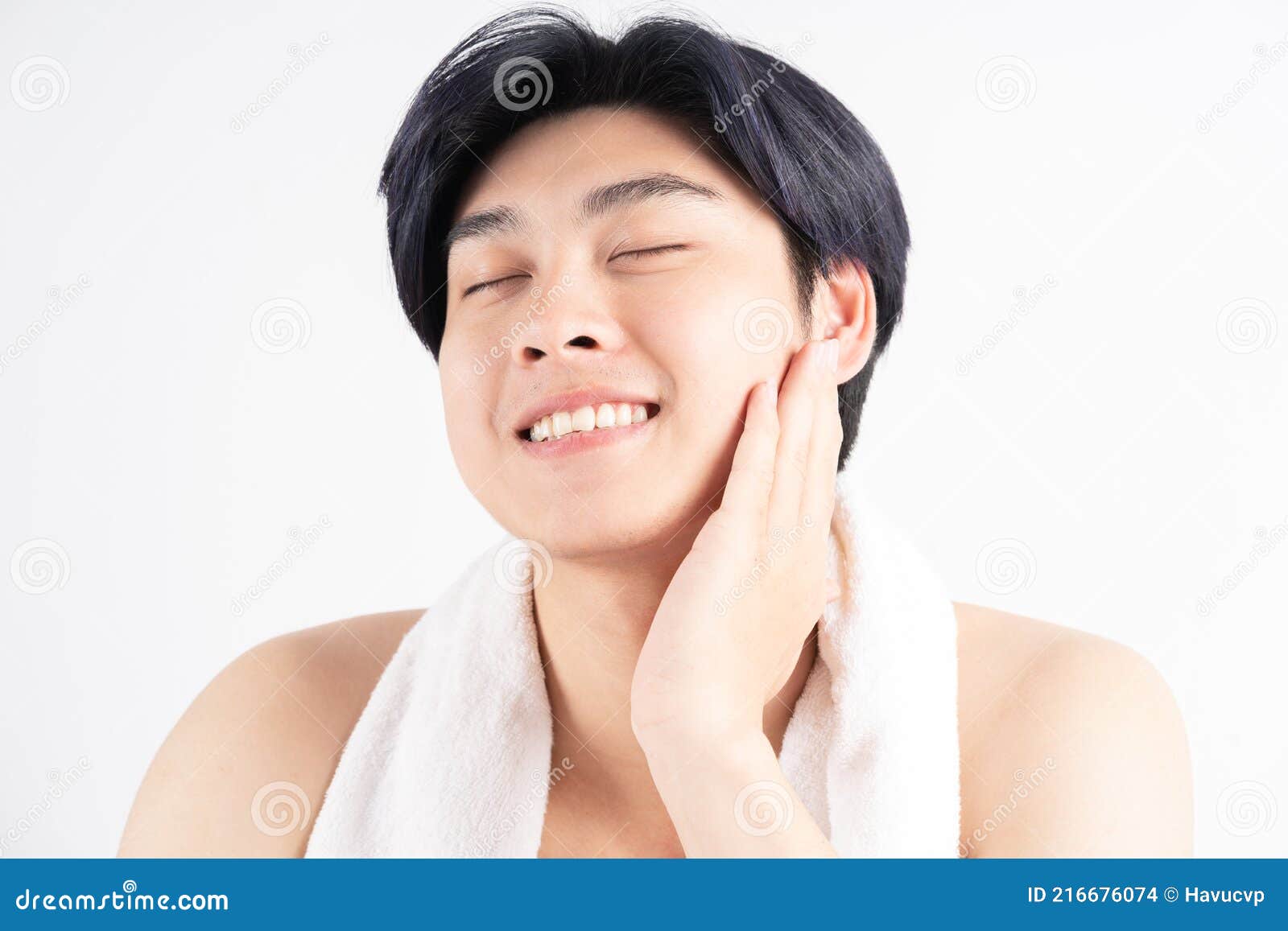 Closeup Young Asian Handsome Man Face Stock Photo - Image of care ...