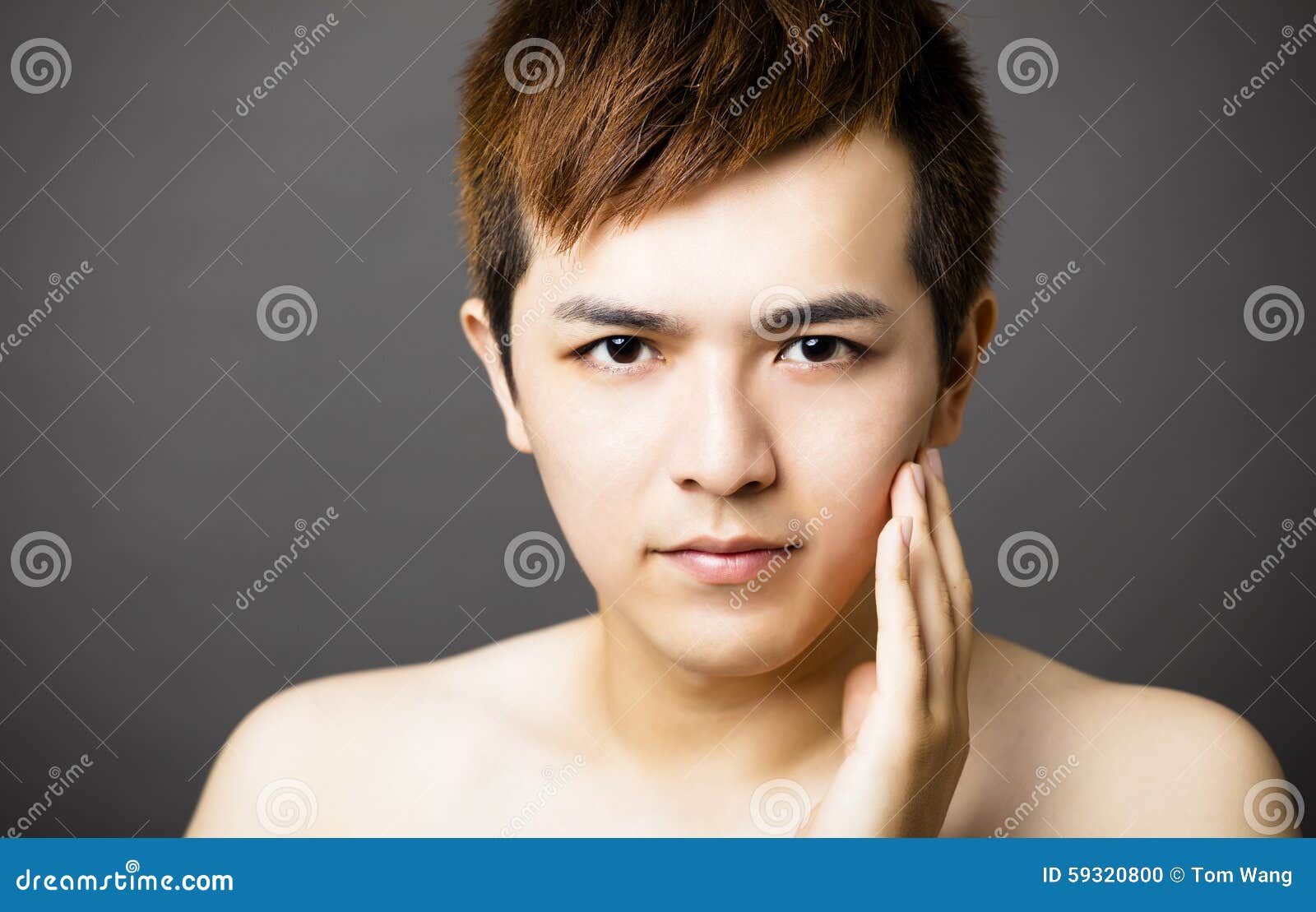 Closeup Young Asian Handsome Man Face Stock Photo - Image of human ...