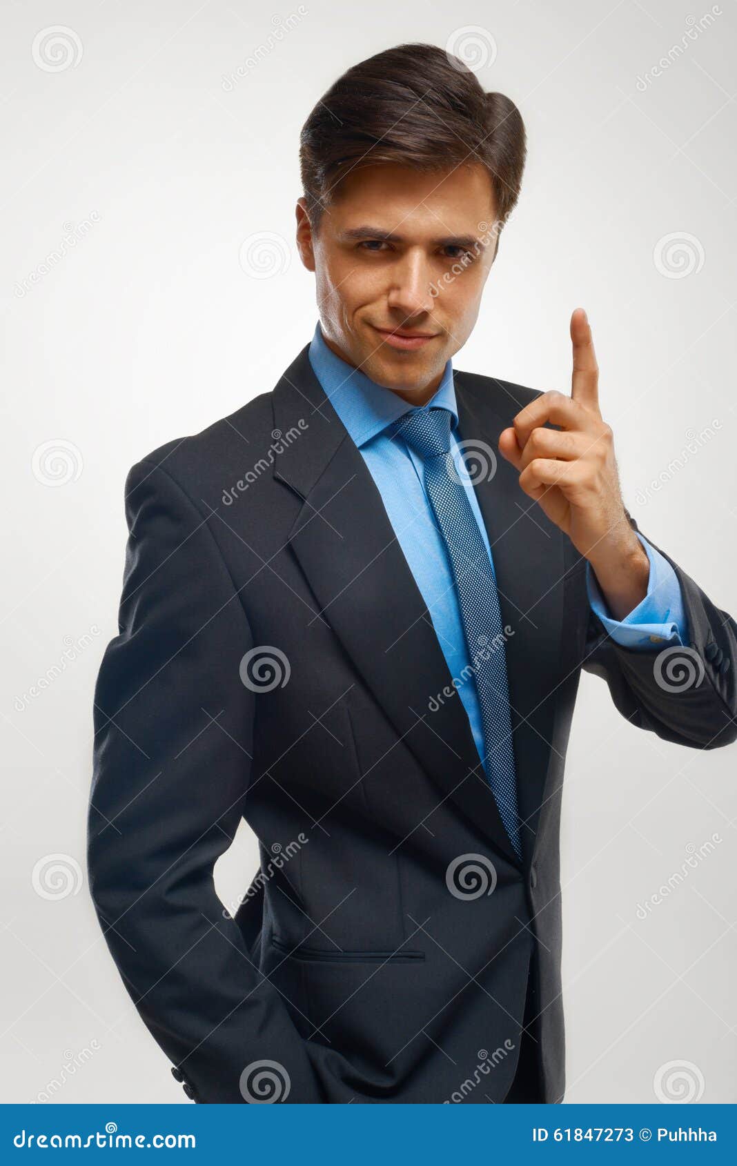 Closeup of a Young Business Man Showing Numbers. One Stock Image ...