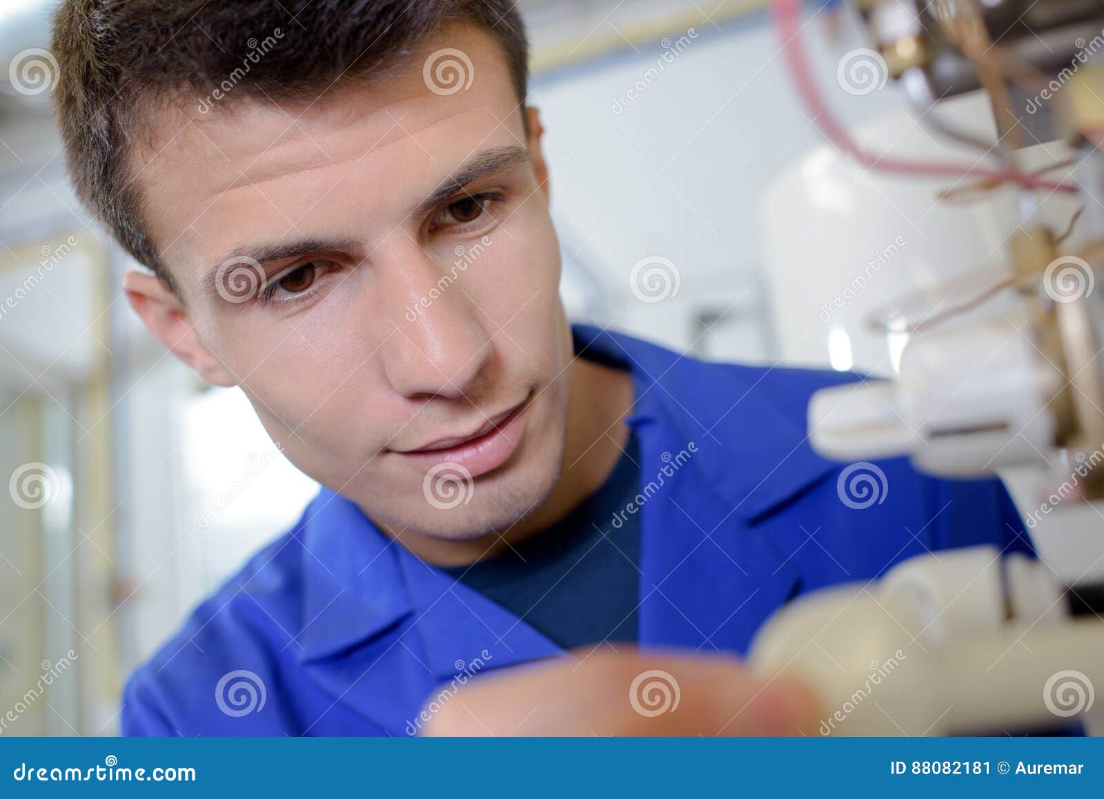 Closeup Young Engineer Working Stock Image - Image of manufacturing ...