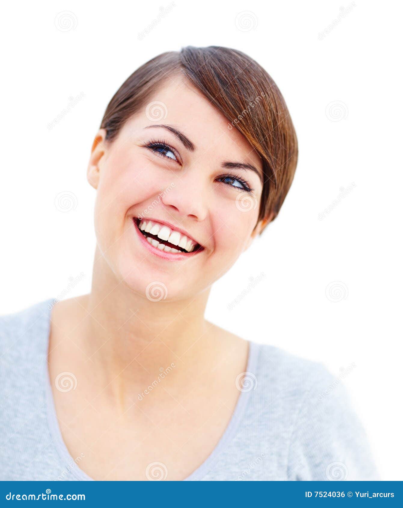 Closeup of a Young Happy Lady Laughing Stock Photo - Image of copy ...
