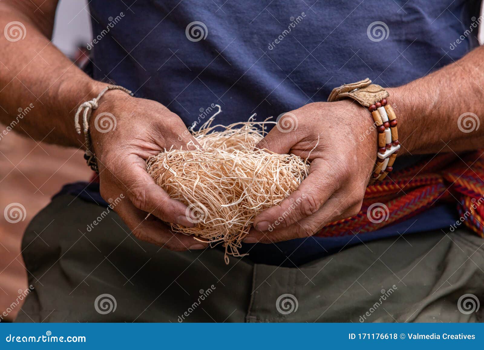 Man Hand Preparing Straw To Start Fire Stock Photo - Image of showing ...