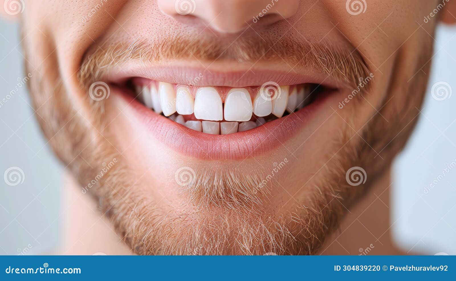 Closeup of Young Man with Healthy Teeth, Isolated on Grey Background ...