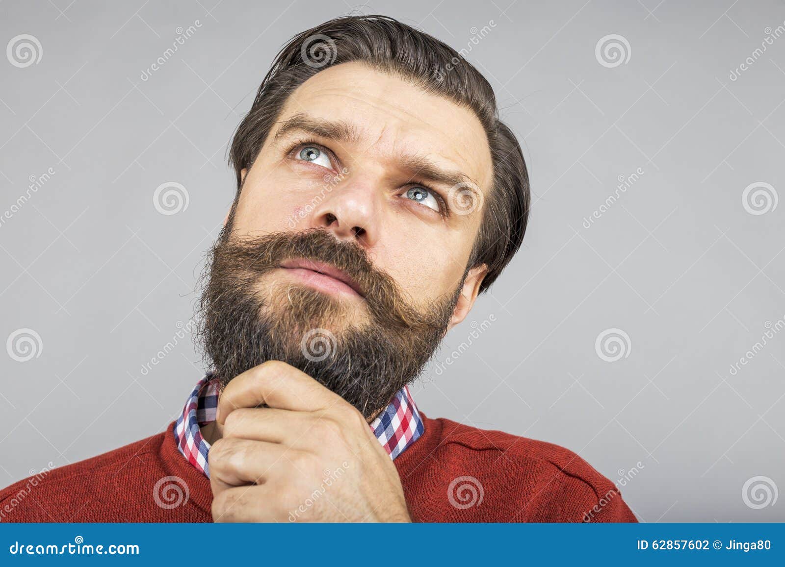 Closeup of Young Man Thinking Hard Stock Photo - Image of frowning ...