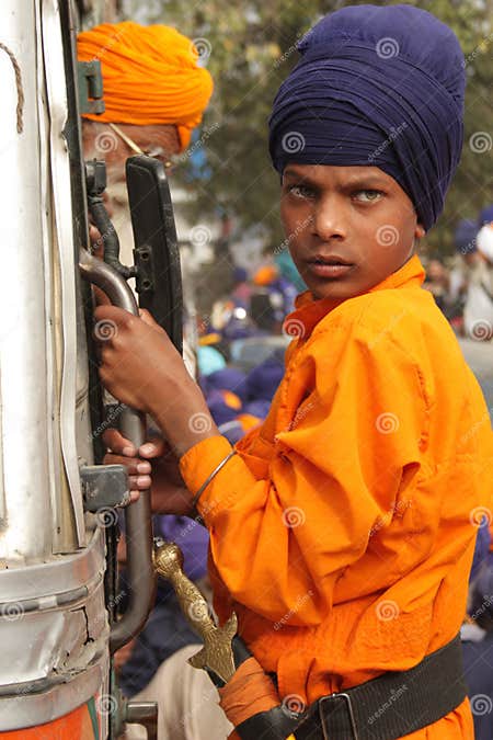 Closeup of a Young Sikh Boy Editorial Stock Photo - Image of blue ...