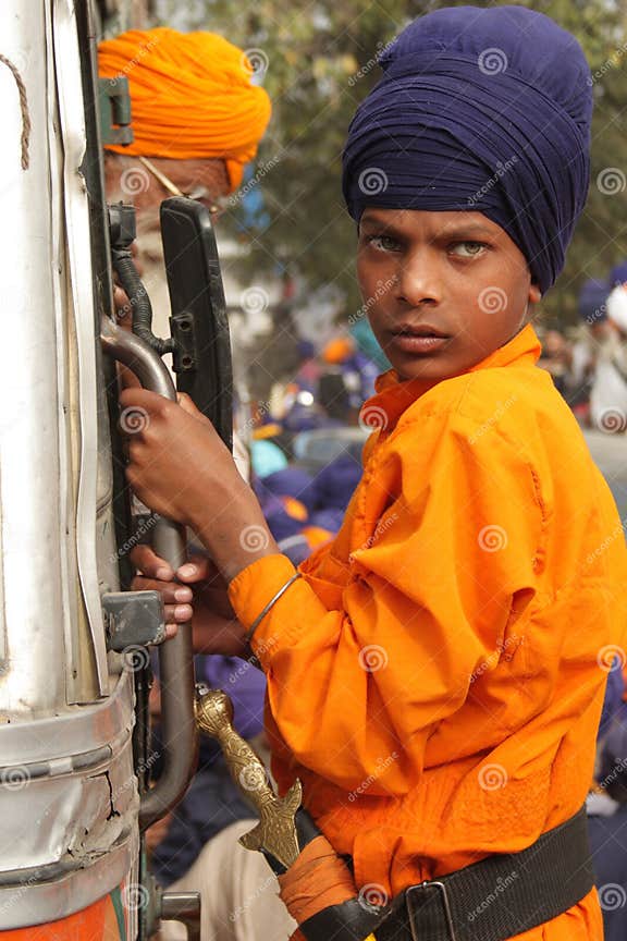 Closeup of a Young Sikh Boy Editorial Stock Photo - Image of blue ...