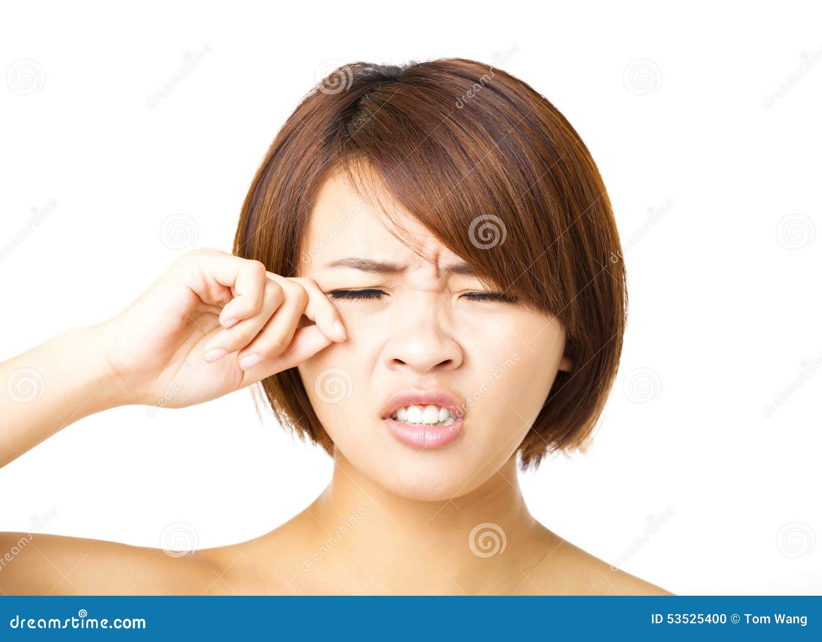 Closeup young woman crying stock photo. Image of emotion - 53525400