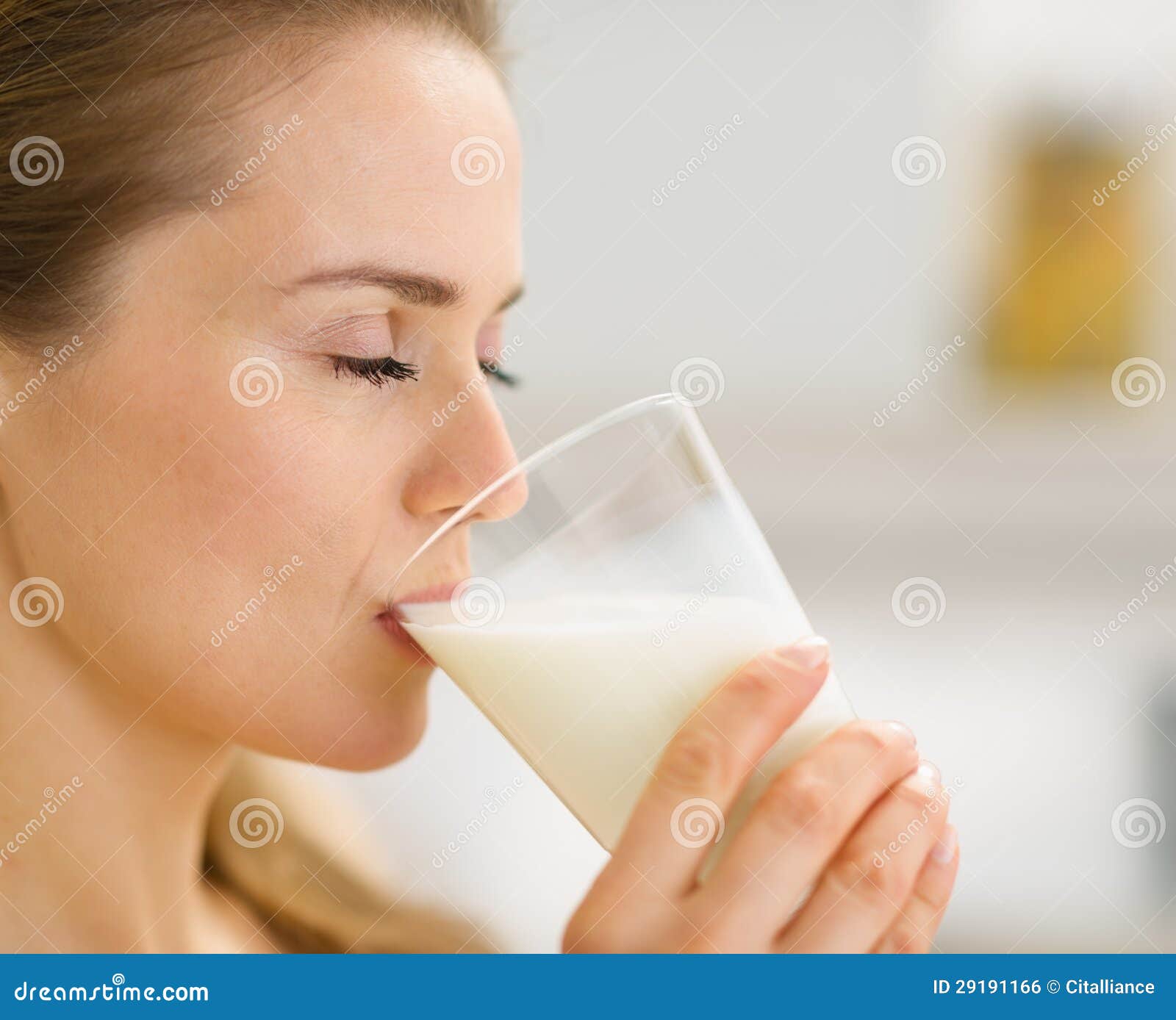 Closeup on Young Woman Drinking Milk Stock Photo - Image of modern ...