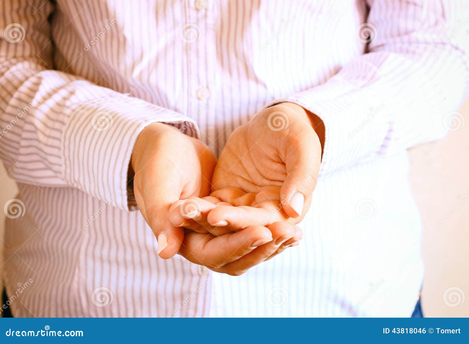 Closeup of Young Woman Hands. Hands Outstretched in Cupped Shape ...