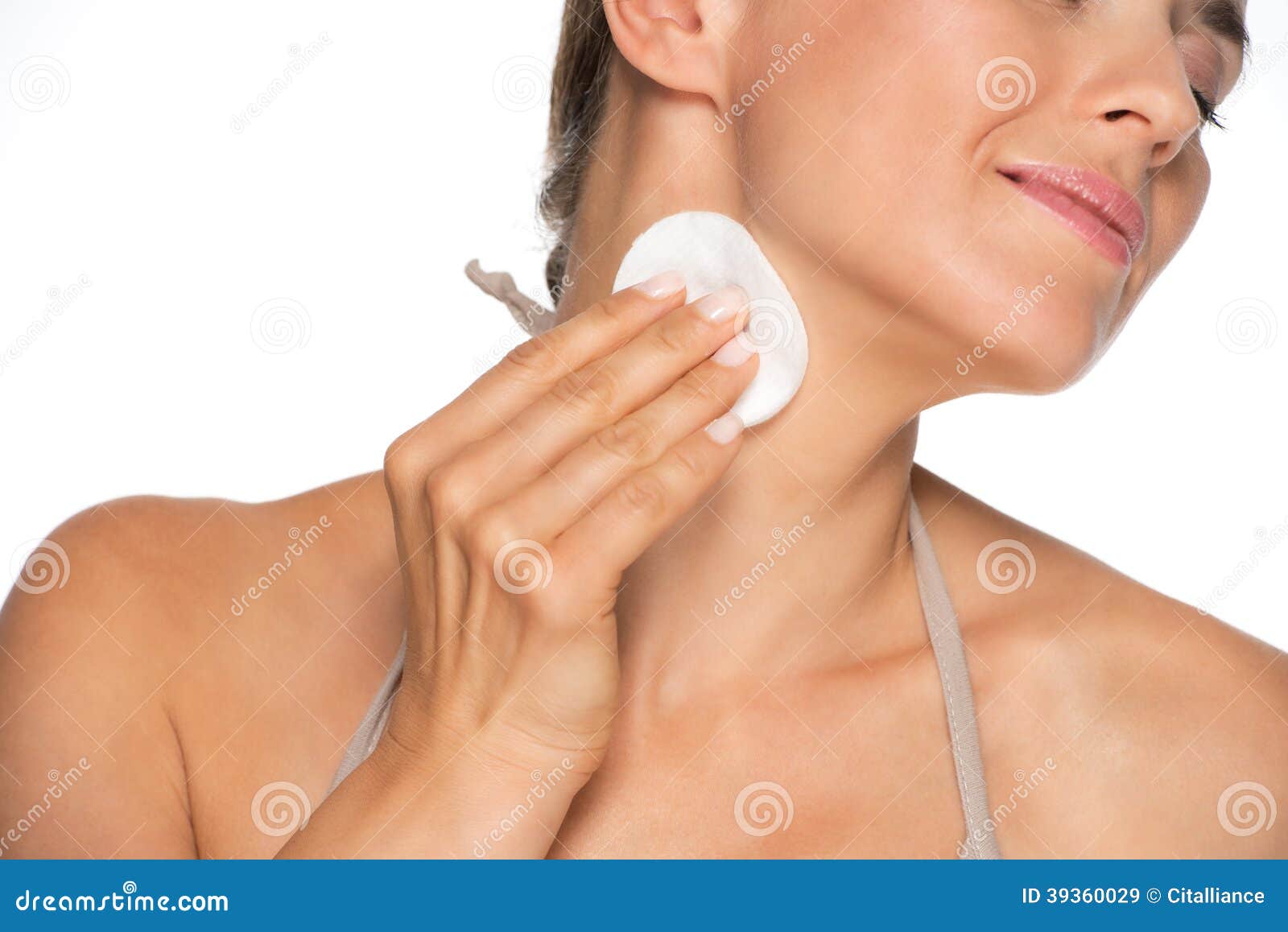 Closeup on Young Woman Using Cotton Pads Stock Image - Image of healthy ...