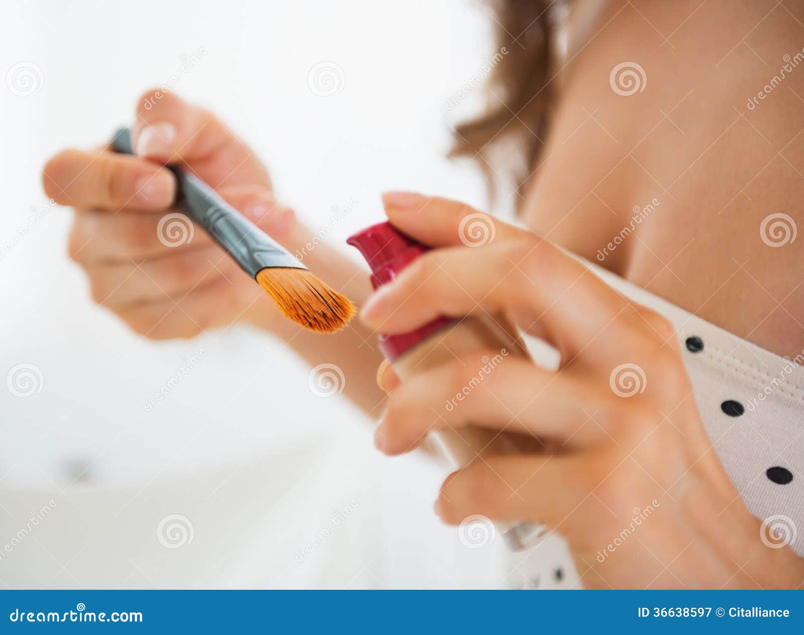 Closeup on Young Woman Using Makeup Stock Image - Image of life, close ...