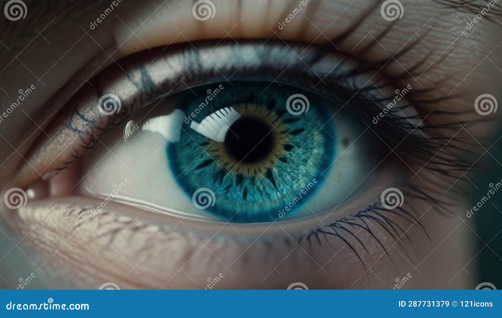 Closeup Zoom of Human Blue Eye. Generative AI Stock Illustration ...