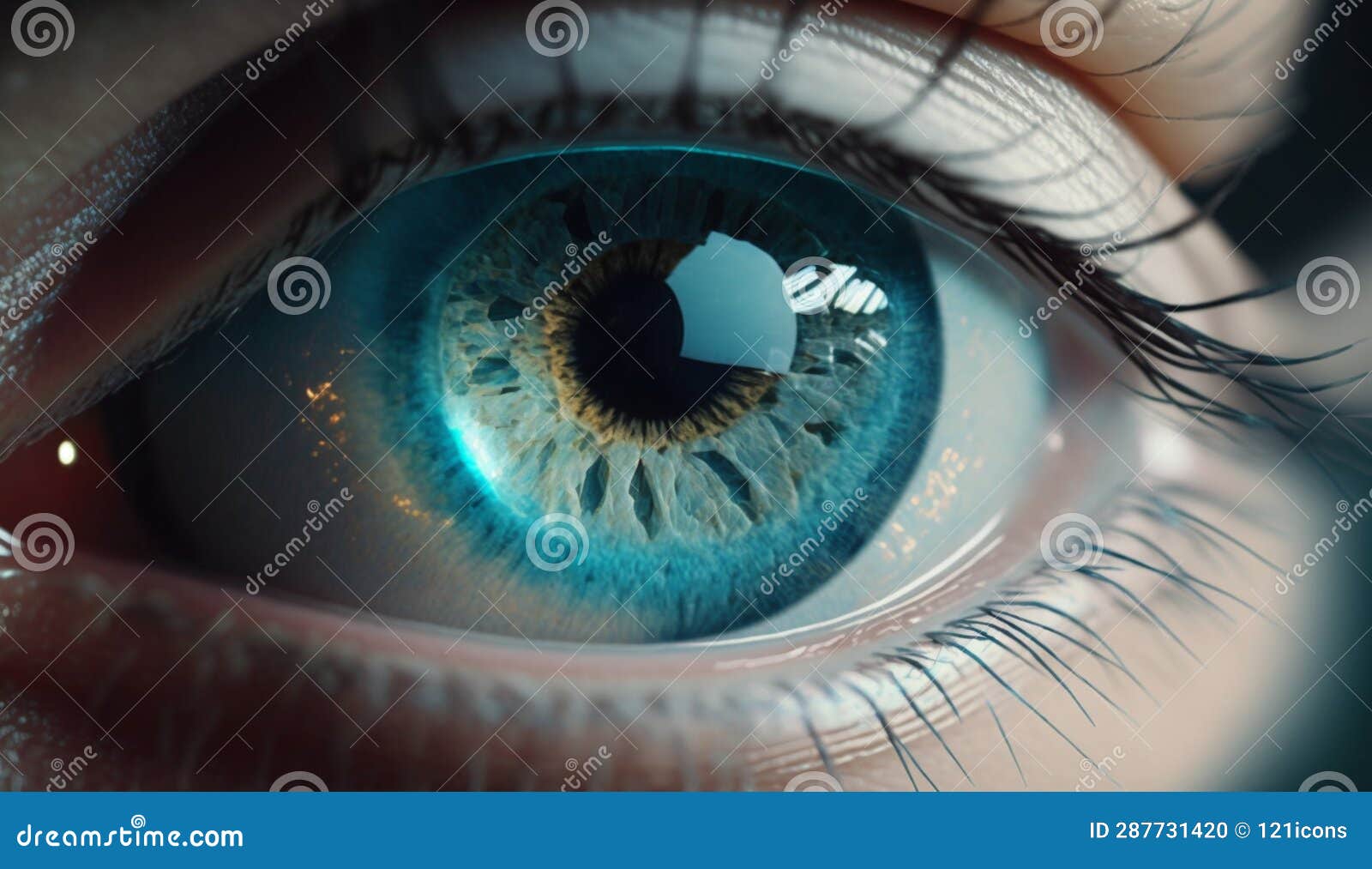 Closeup Zoom of Human Blue Eye. Generative AI Stock Illustration ...