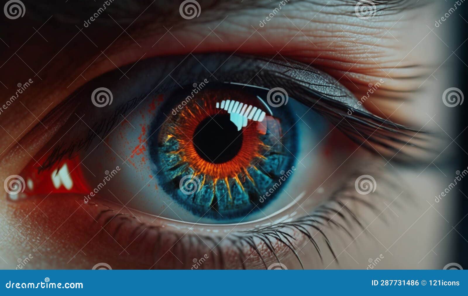 Closeup Zoom of Human Red Eyes. Generative AI Stock Illustration ...