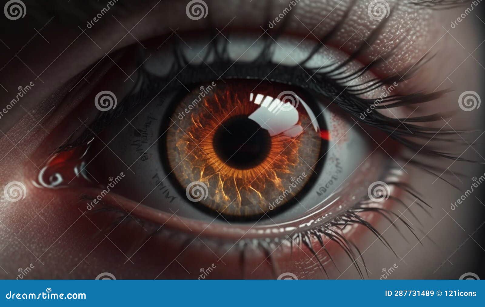 Closeup Zoom of Human Red Eyes. Generative AI Stock Illustration ...