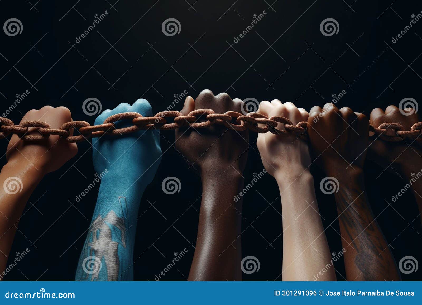 Closeups of Diverse Hands Forming a Chain Stock Illustration ...