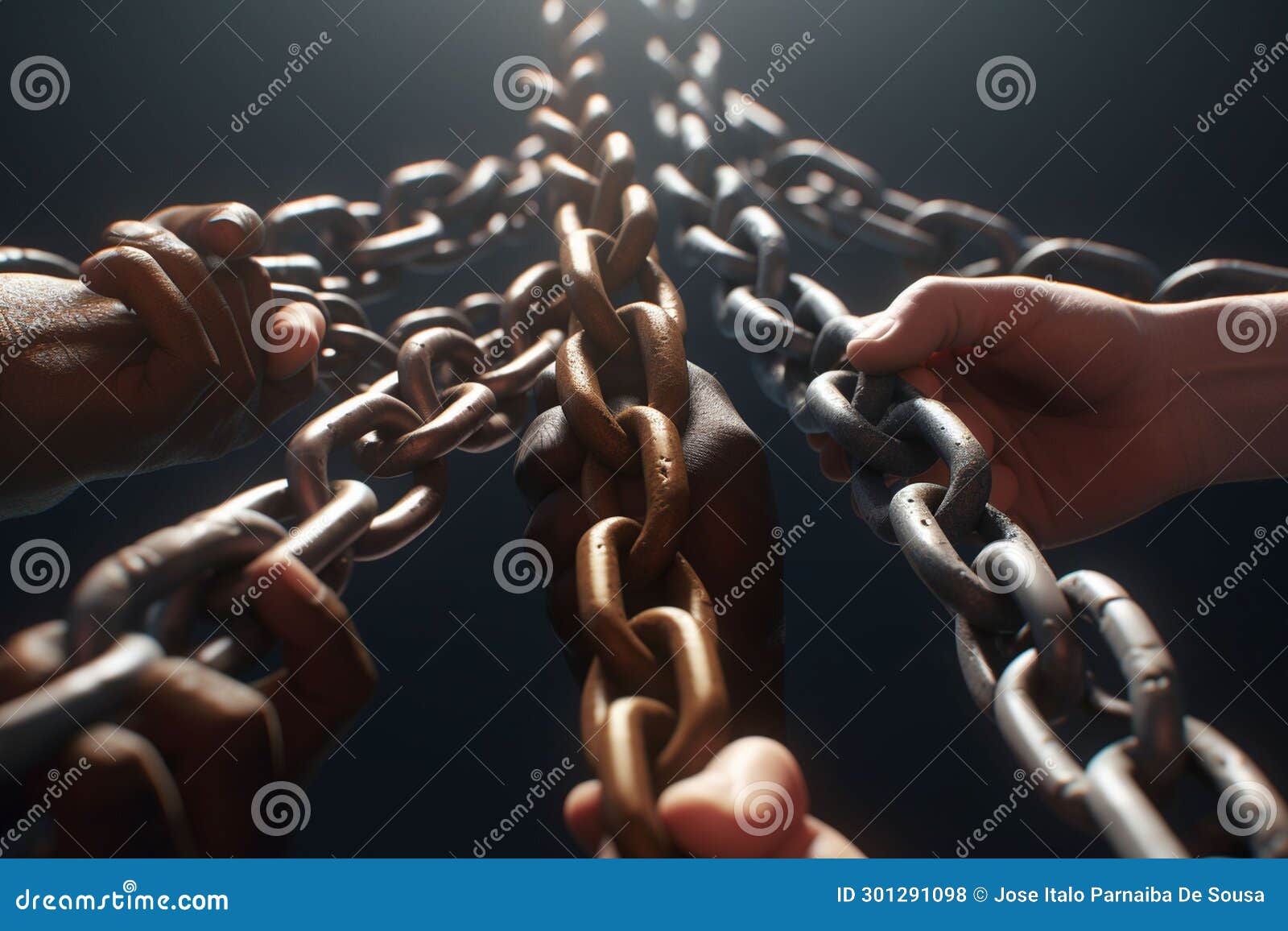 Closeups of Diverse Hands Forming a Chain Stock Illustration ...