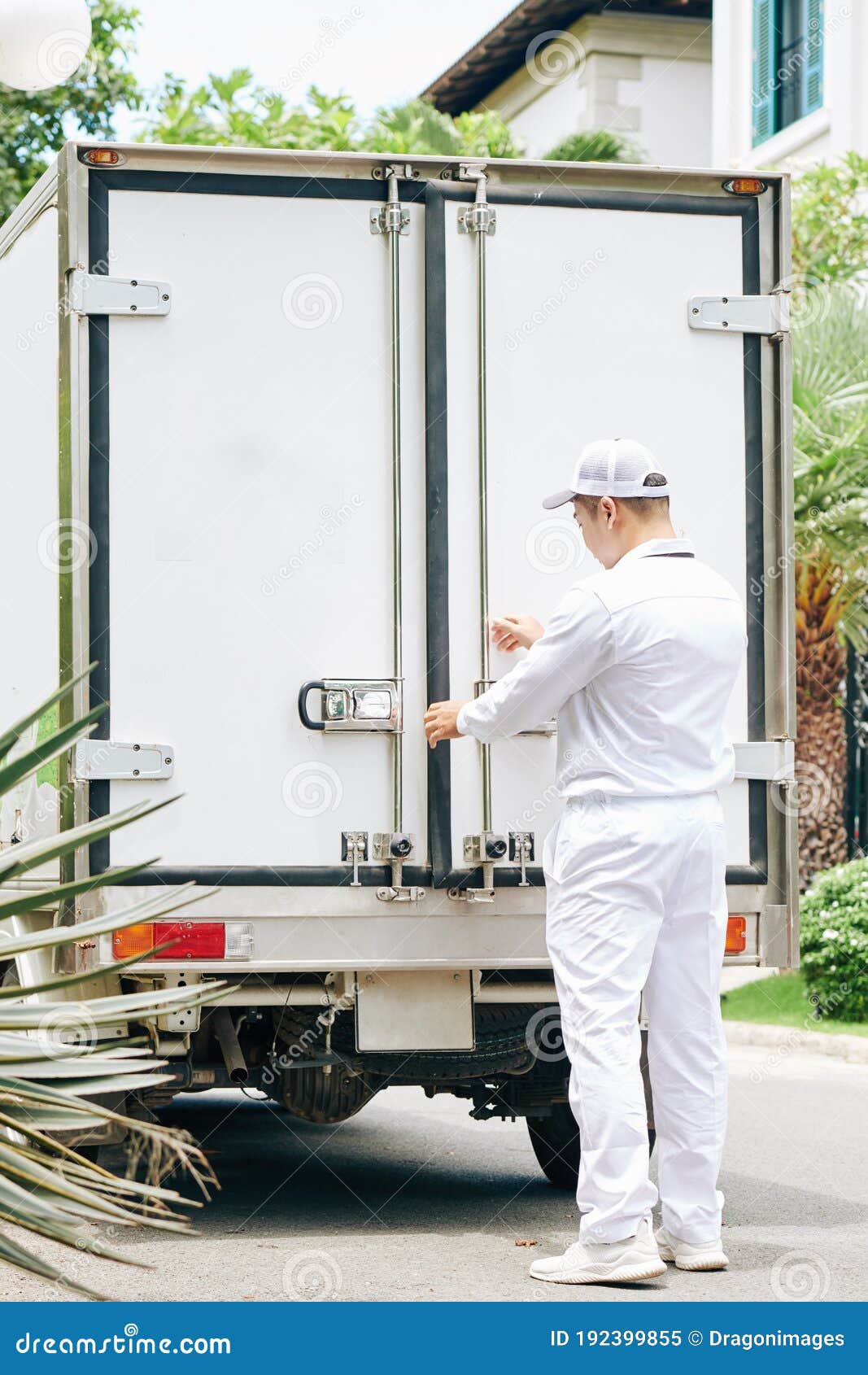 Closing doors of van trunk stock image. Image of working - 192399855