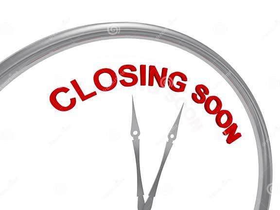 Closing soon on clock stock illustration. Illustration of black - 261816344