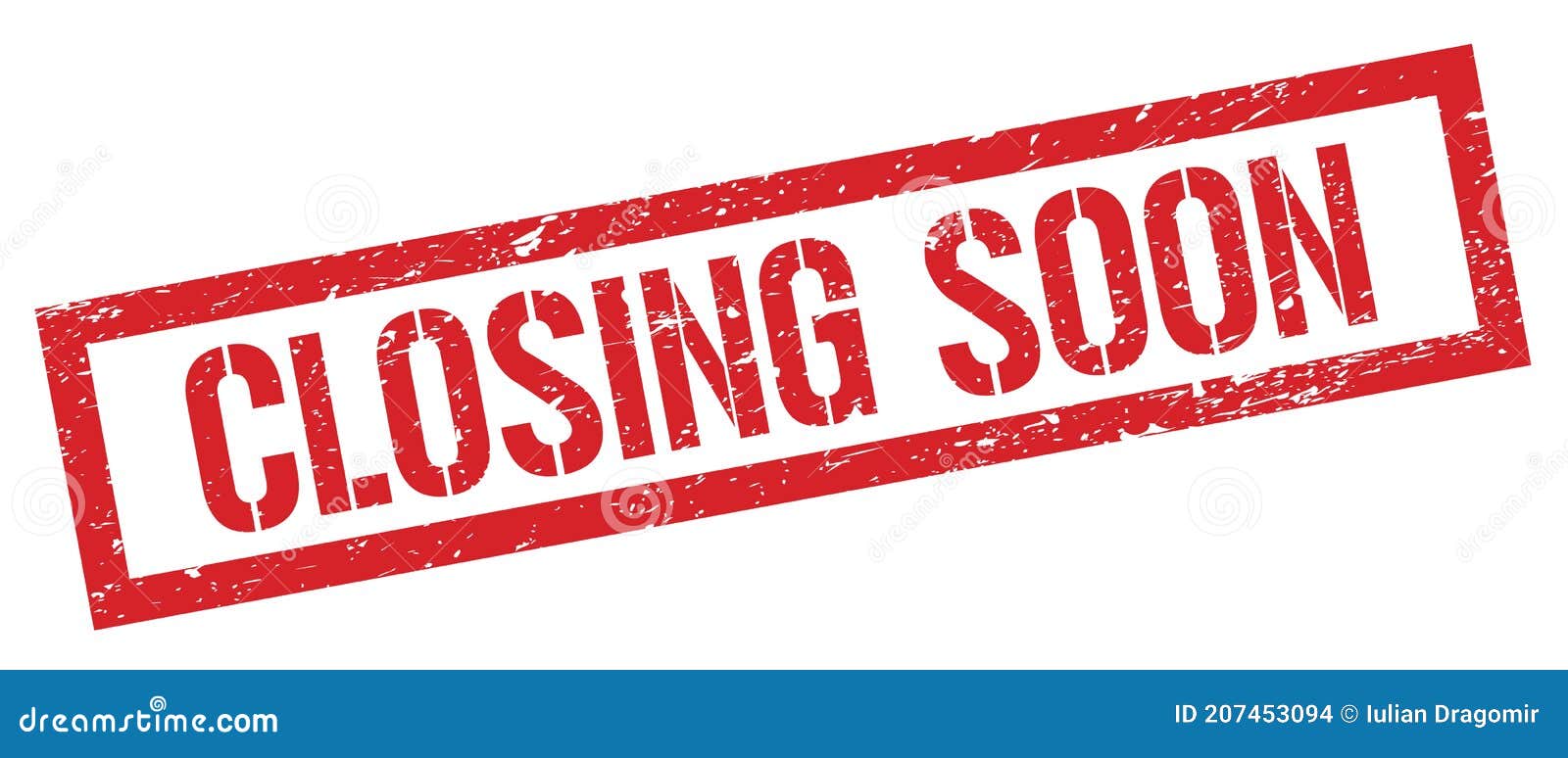 CLOSING SOON Red Grungy Rectangle Stamp Stock Illustration ...