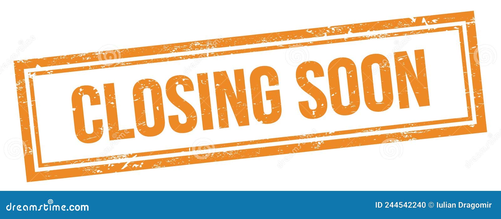 CLOSING SOON Text on Orange Grungy Vintage Stamp Stock Illustration ...