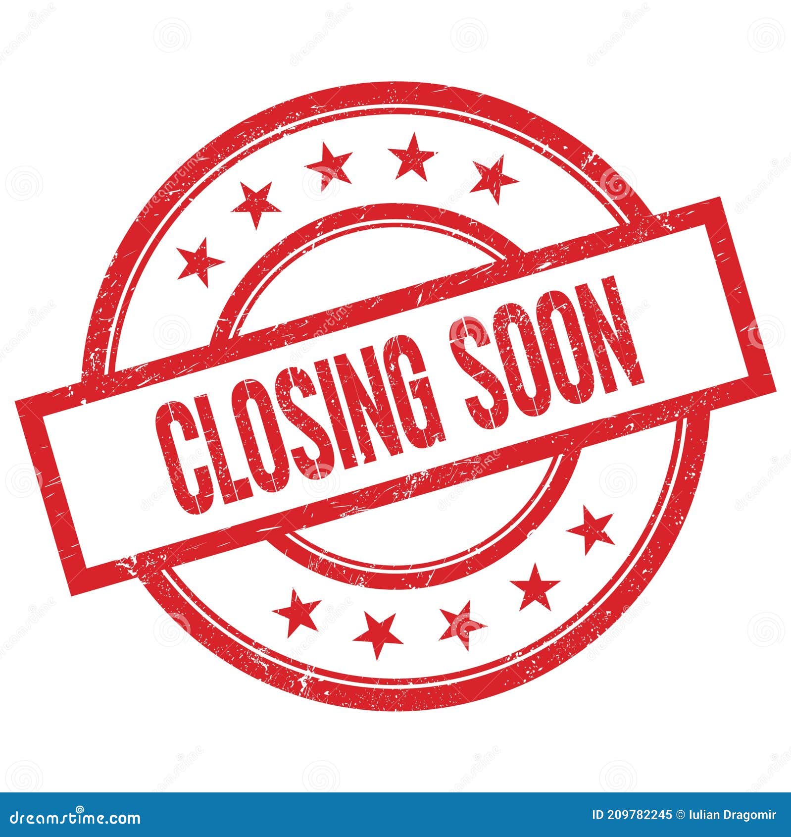 CLOSING SOON Text Written on Red Vintage Round Stamp Stock Illustration ...