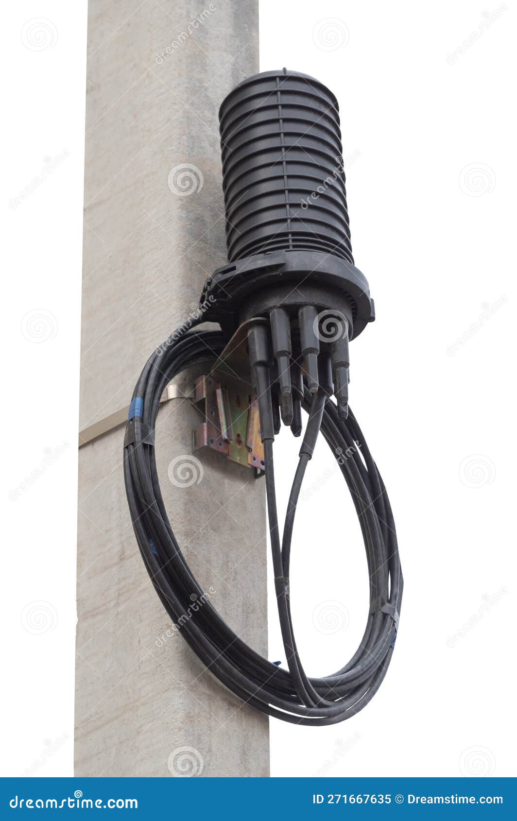 Closure Optical Fiber with Black Cable Isolated on White Stock Image ...